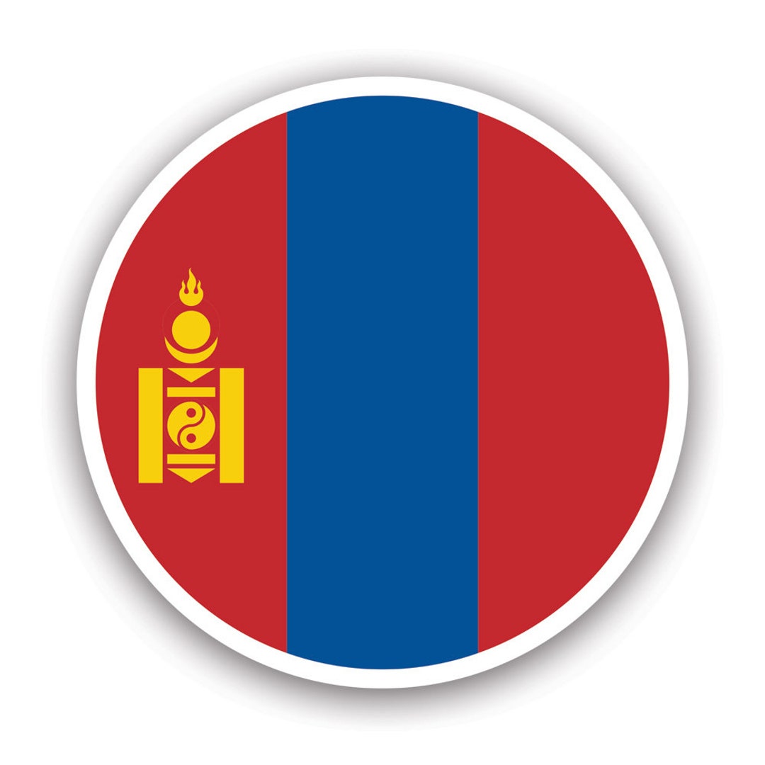 Round Mongolian Flag Sticker - Decal - American Made - UV Protected ...