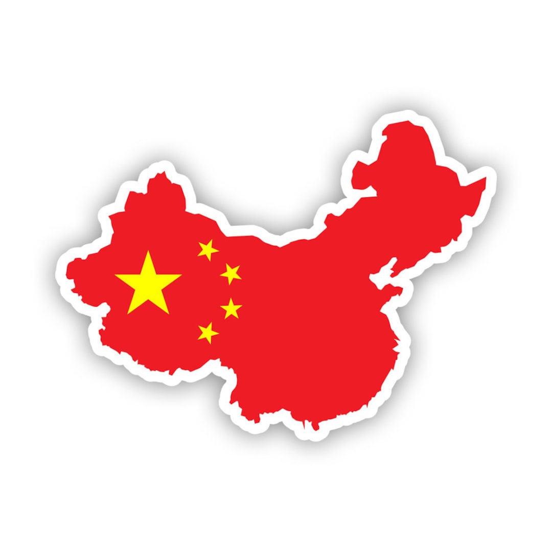 Chinese Shaped China Flag Sticker - Decal - American Made - UV ...