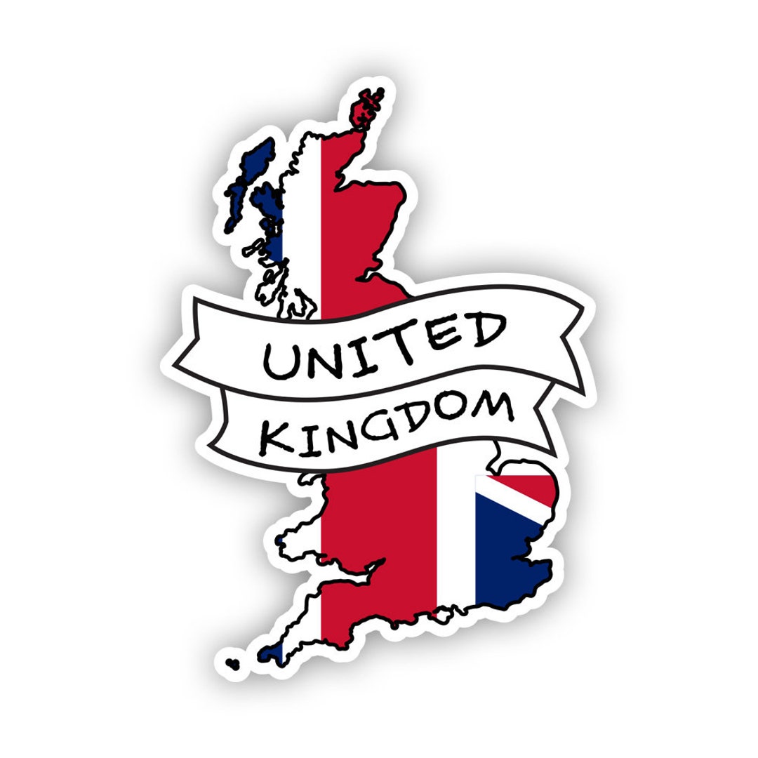 British Shaped United Kingdom Flag Sticker Decal American Made UV ...