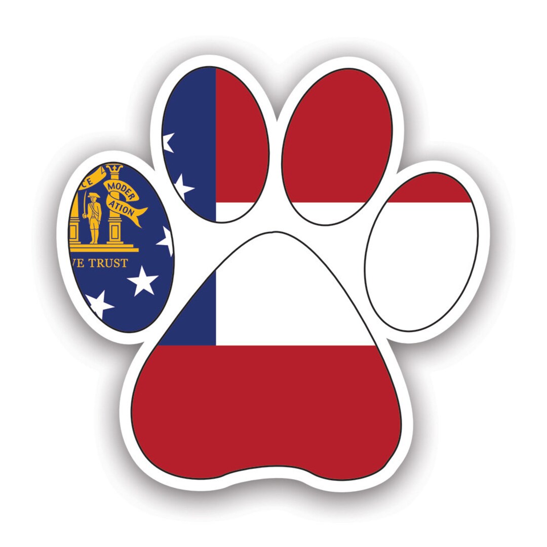 Georgia State Paw Print Shaped Sticker - Decal - American Made - UV ...