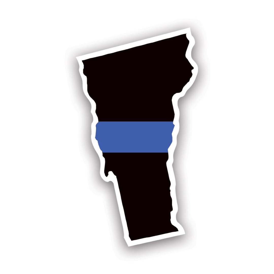 Vermont State Shaped the Thin Blue Line Sticker - Decal - American Made ...