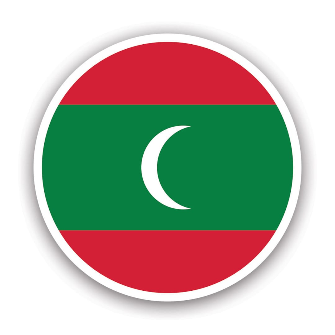 Round Maldivian Flag Sticker Decal American Made UV Protected Maldives ...