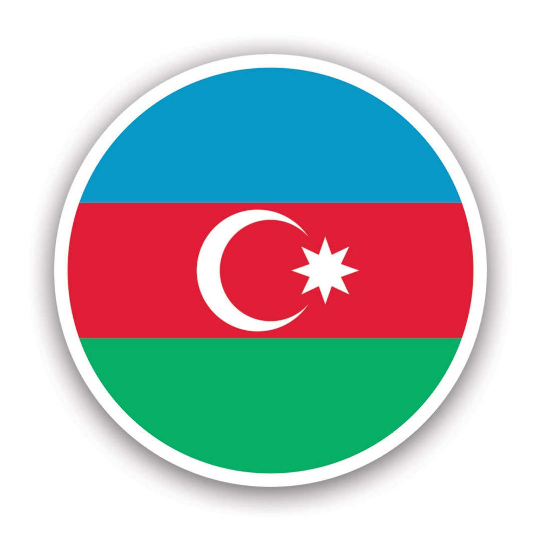 Round Azerbaijani Flag Sticker - Decal - American Made - UV Protected ...