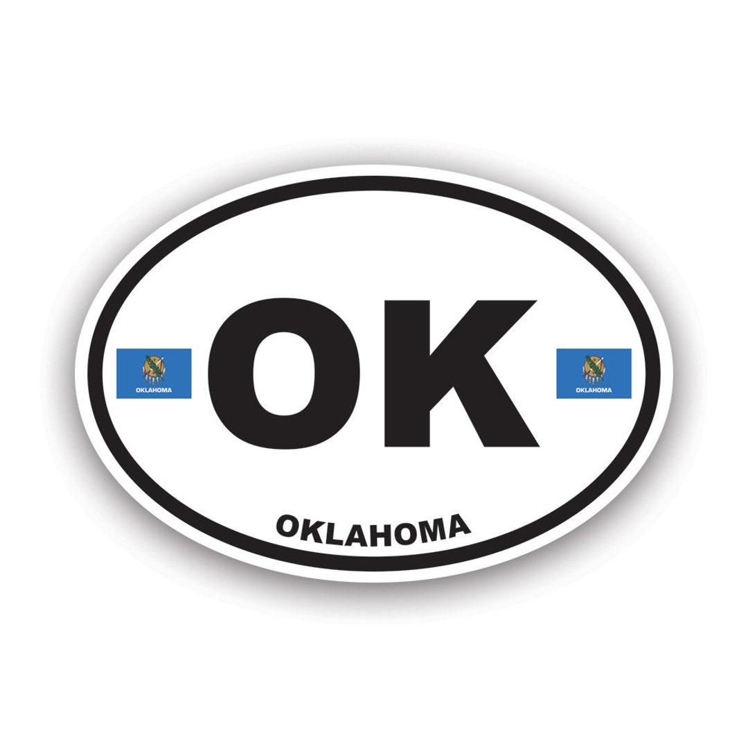 Oklahoma Flag Oval Sticker - Decal - American Made - UV Protected Ok ...