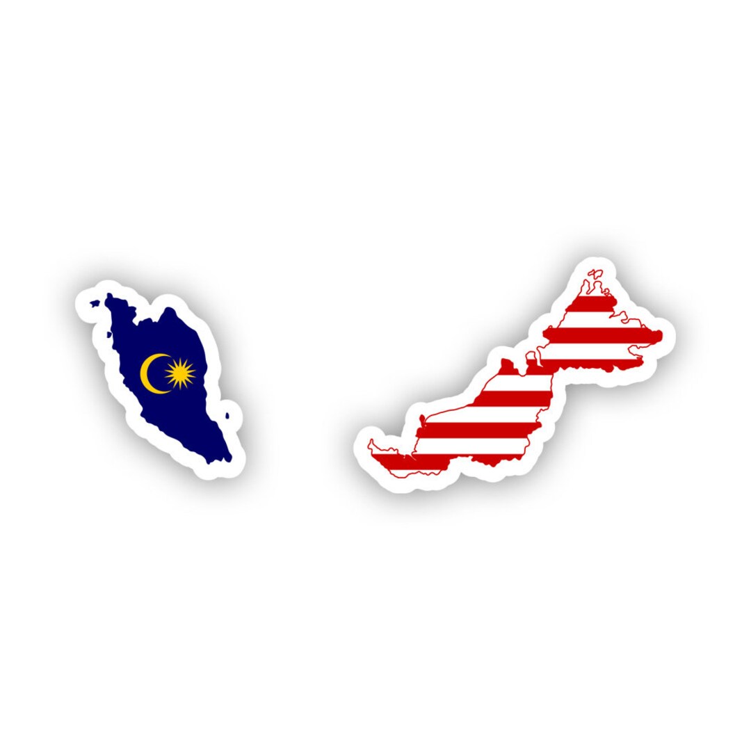 Malaysian Shaped Malaysia Flag Sticker Decal American Made UV Protected ...
