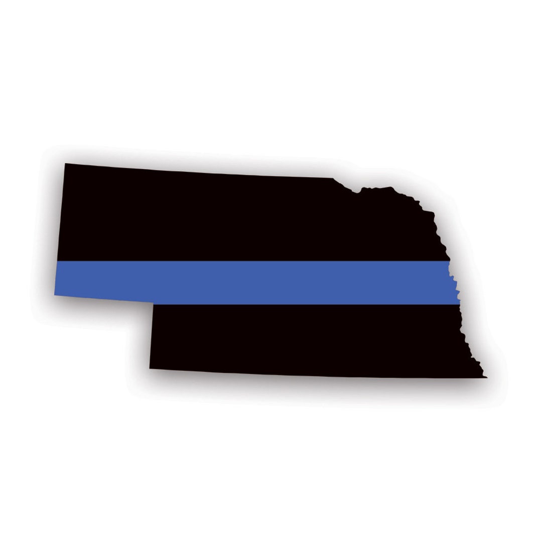 Nebraska State Shaped the Thin Blue Line Sticker - Decal - American ...