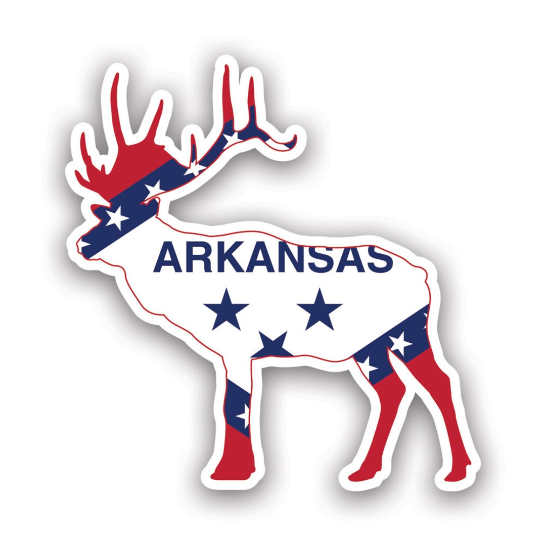 Arkansas Deer Shaped Flag Sticker - Decal - American Made - UV ...