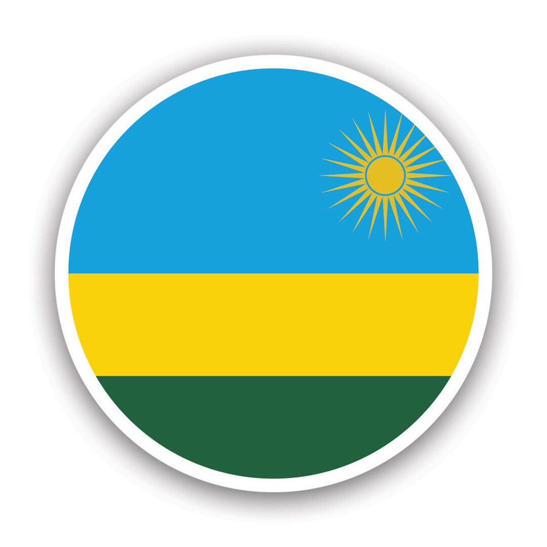 Round Rwandan Flag Sticker Decal American Made UV Protected Rwanda Rwa ...
