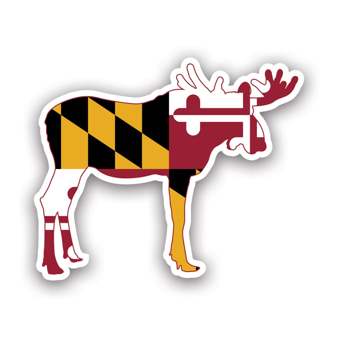 Maryland Moose Shaped Flag Sticker - Decal - American Made - UV ...