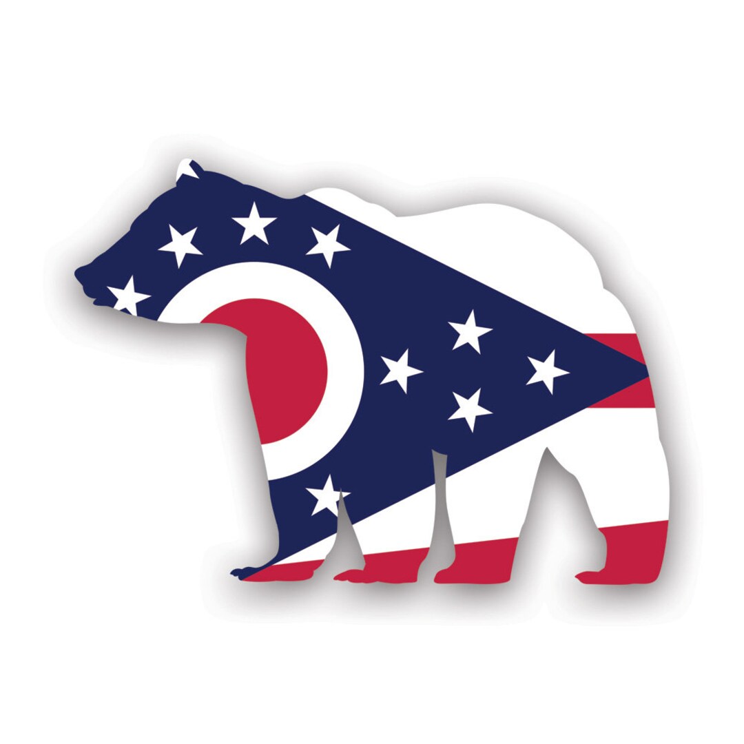 Pegatina de la bandera del oso de Ohio Calcomanía Hecho en Estados ...