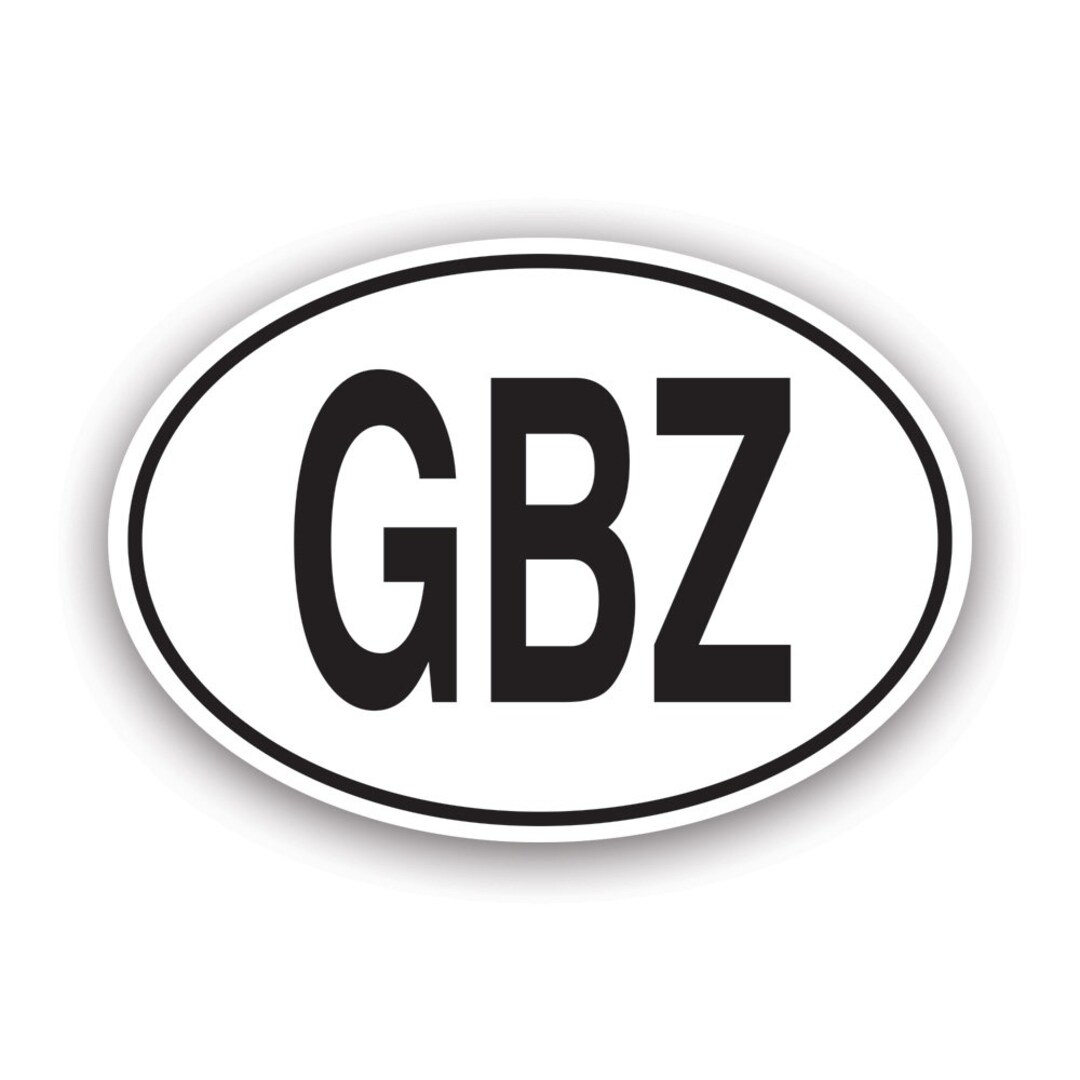 GBZ Gibraltar Country Code Oval Sticker - Decal - American Made - UV ...
