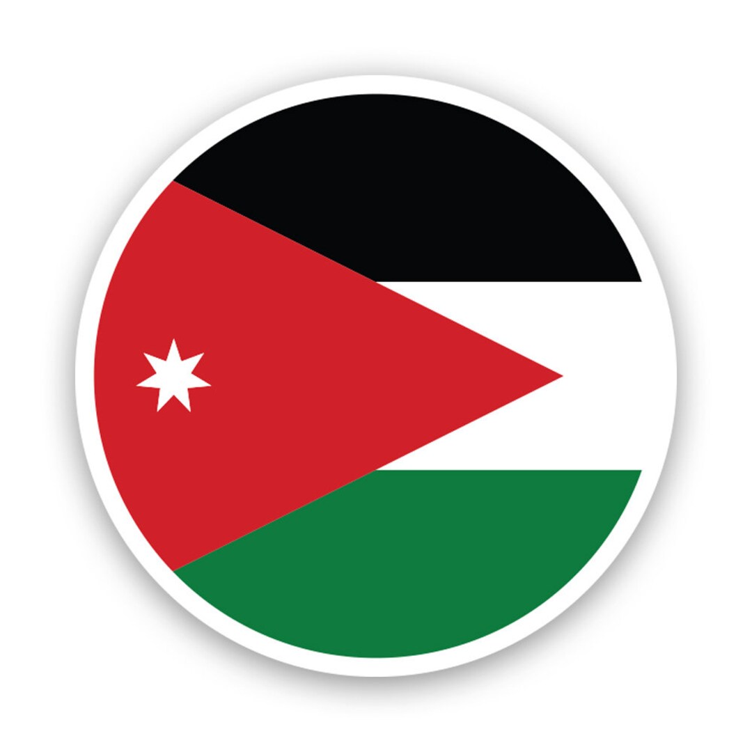 Round Jordanian Flag Sticker Decal American Made UV Protected Jordan ...