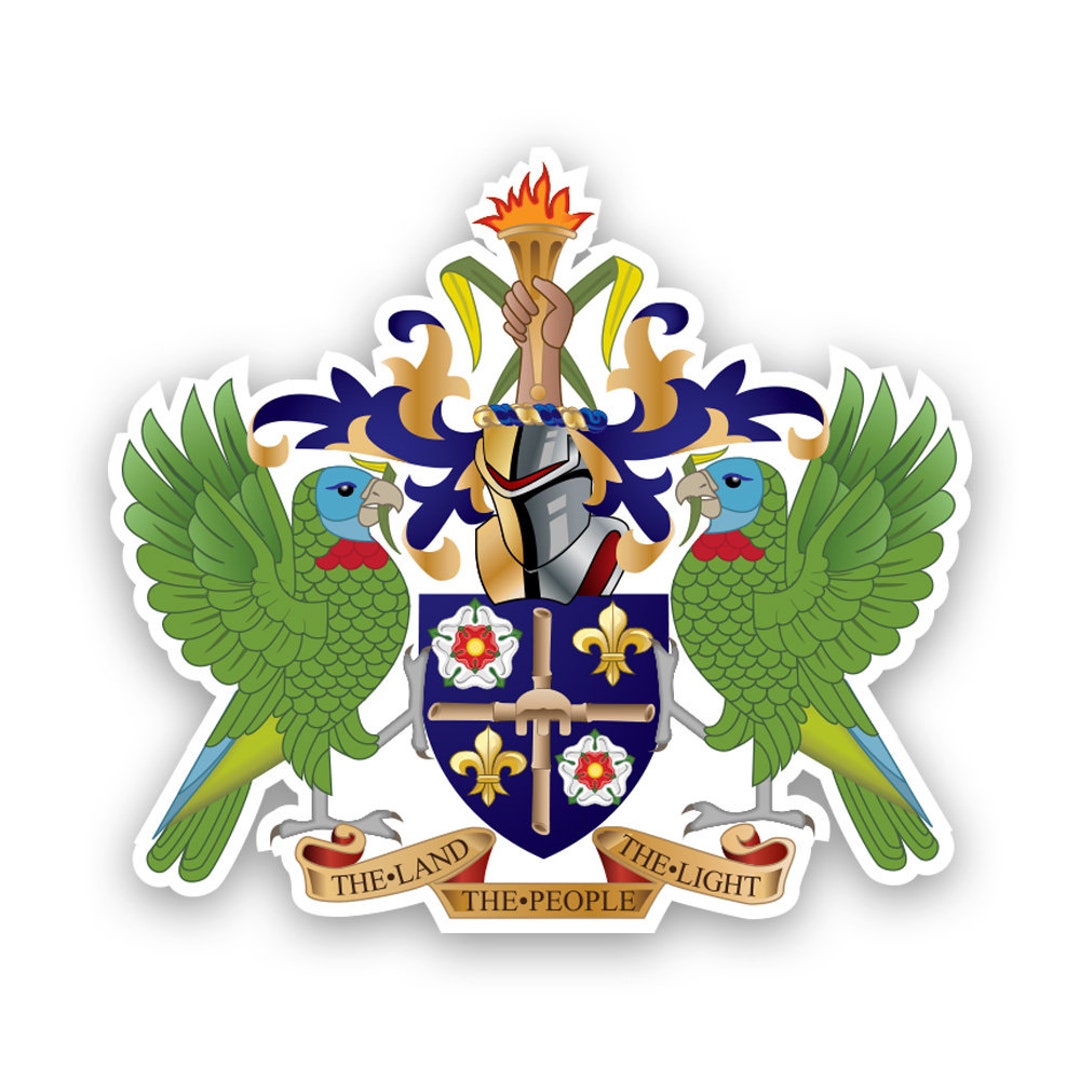 Saint Lucian Coat of Arms Sticker - Decal - American Made - UV ...