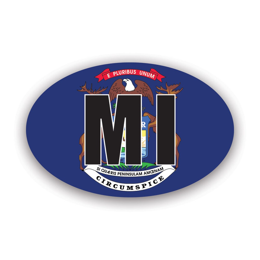 Michigan Flag Oval Sticker - Decal - American Made - UV Protected V2 Mi ...