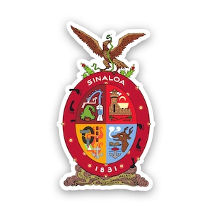 Sinaloa Coat of Arms Sticker - Decal - American Made - UV Protected Si ...