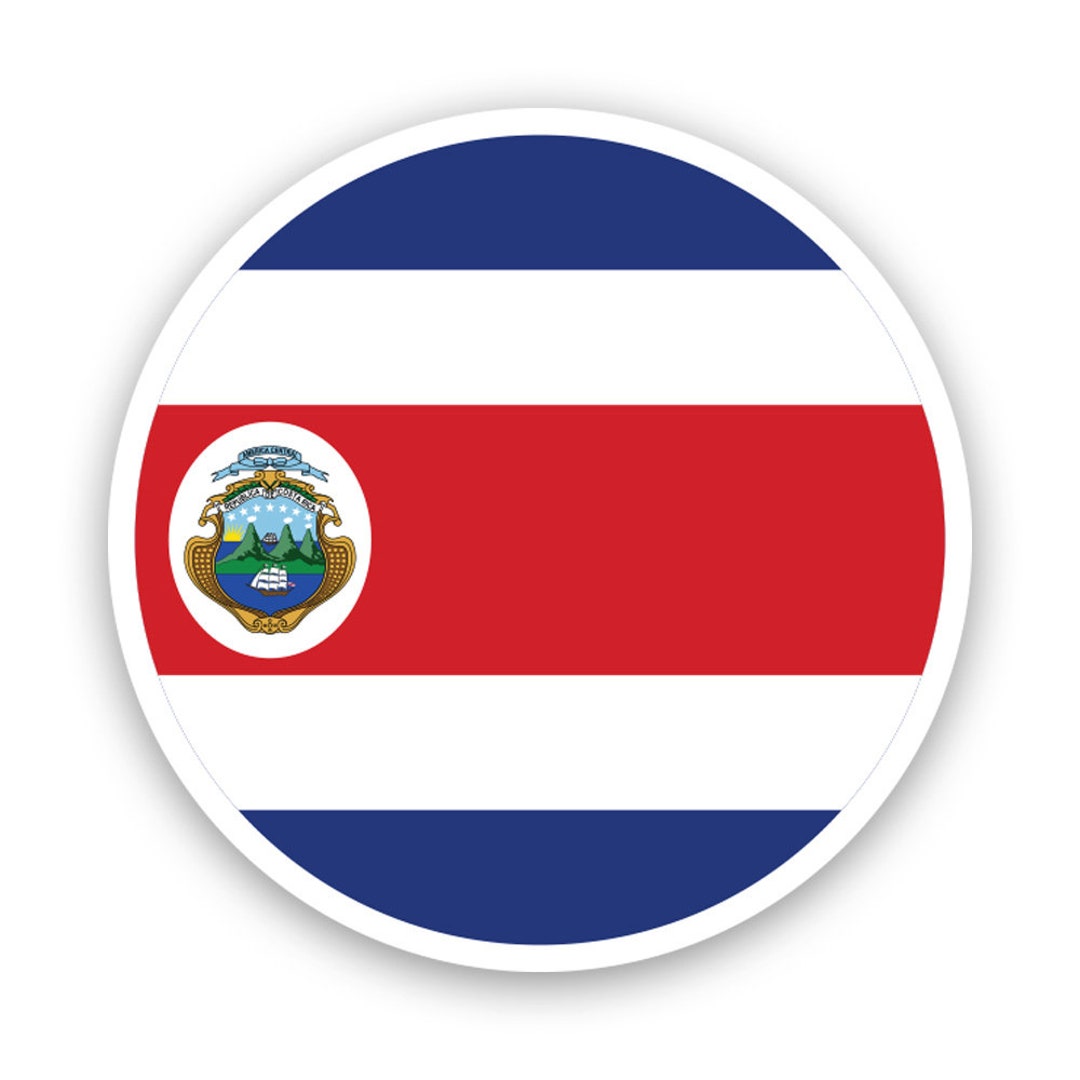 Round Costa Rican Flag Sticker - Decal - American Made - UV Protected ...