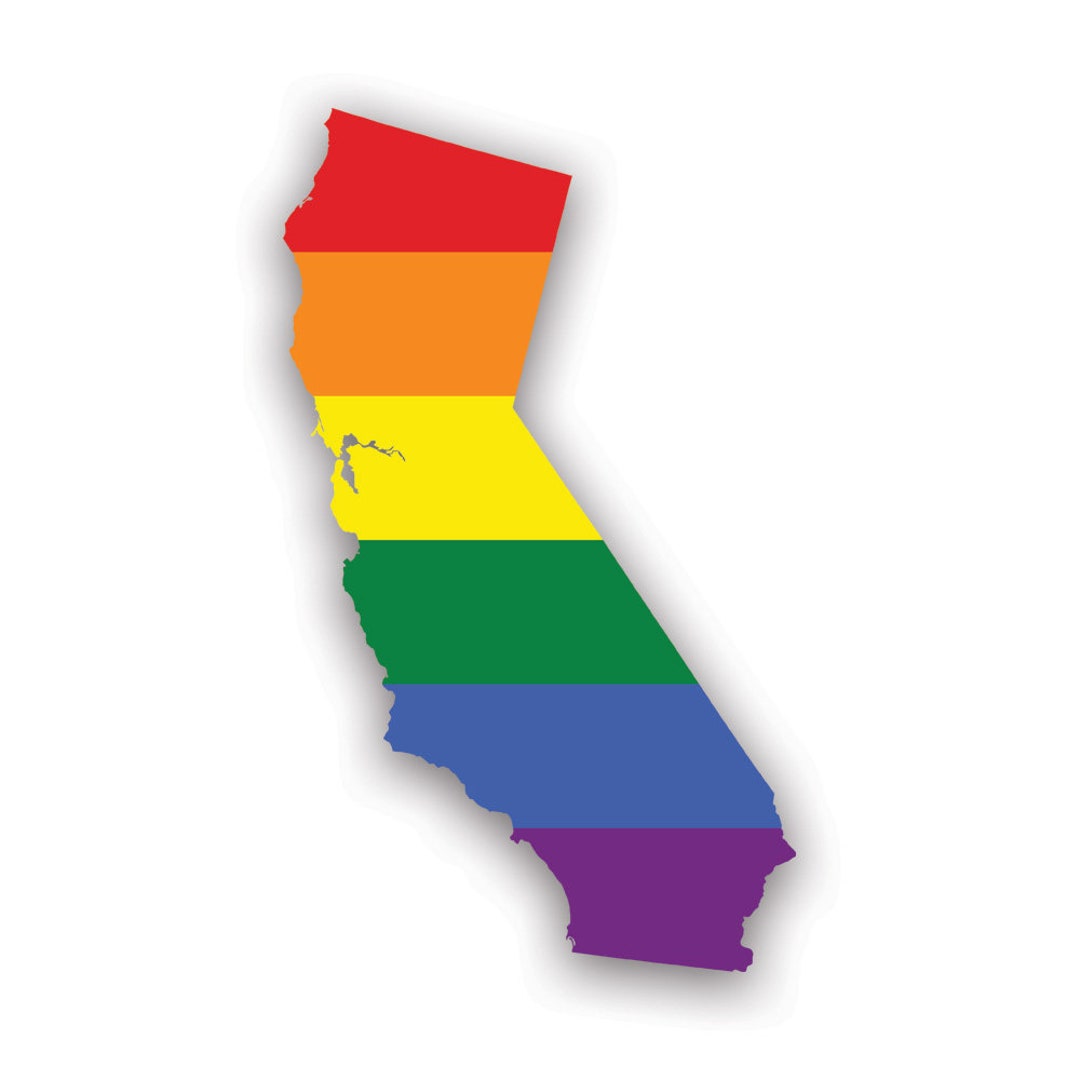 California State Shaped Gay Pride Rainbow Flag Sticker Decal American ...