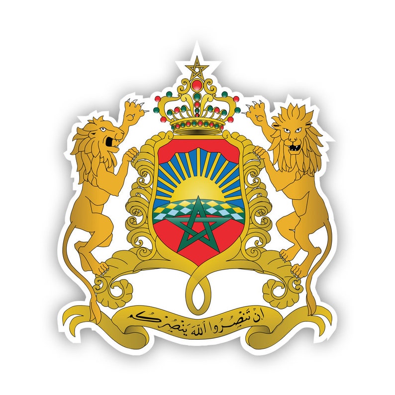 Moroccan Coat of Arms Sticker - Decal - American Made - UV Protected ...