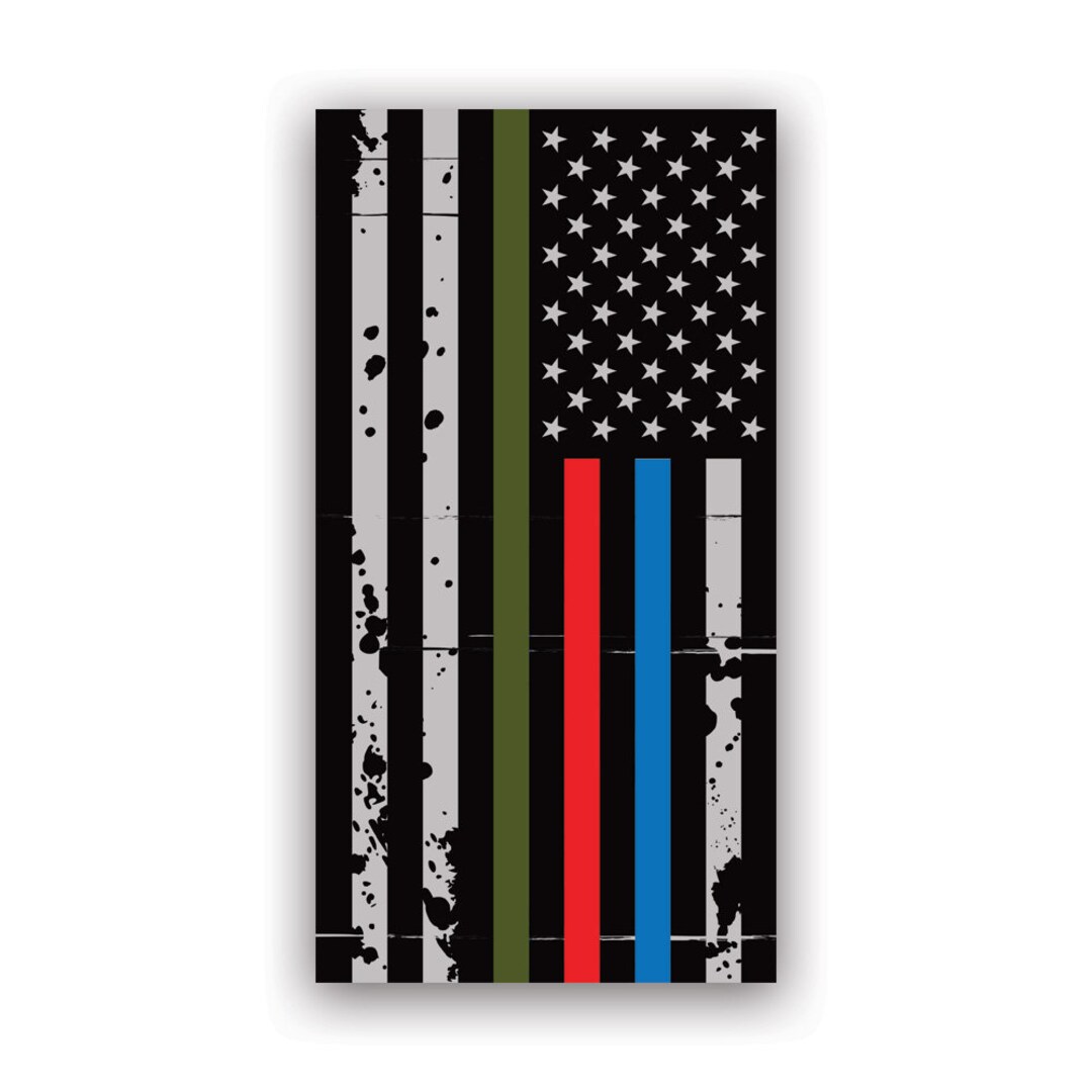 Vertical Tattered Thin Blue Line Flag Sticker - Decal - American Made ...