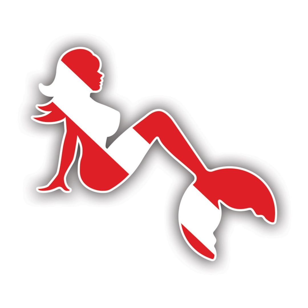 Mermaid Scuba Flag Sticker - Decal - American Made - UV Protected - Mermaids Diver Down Flag ...