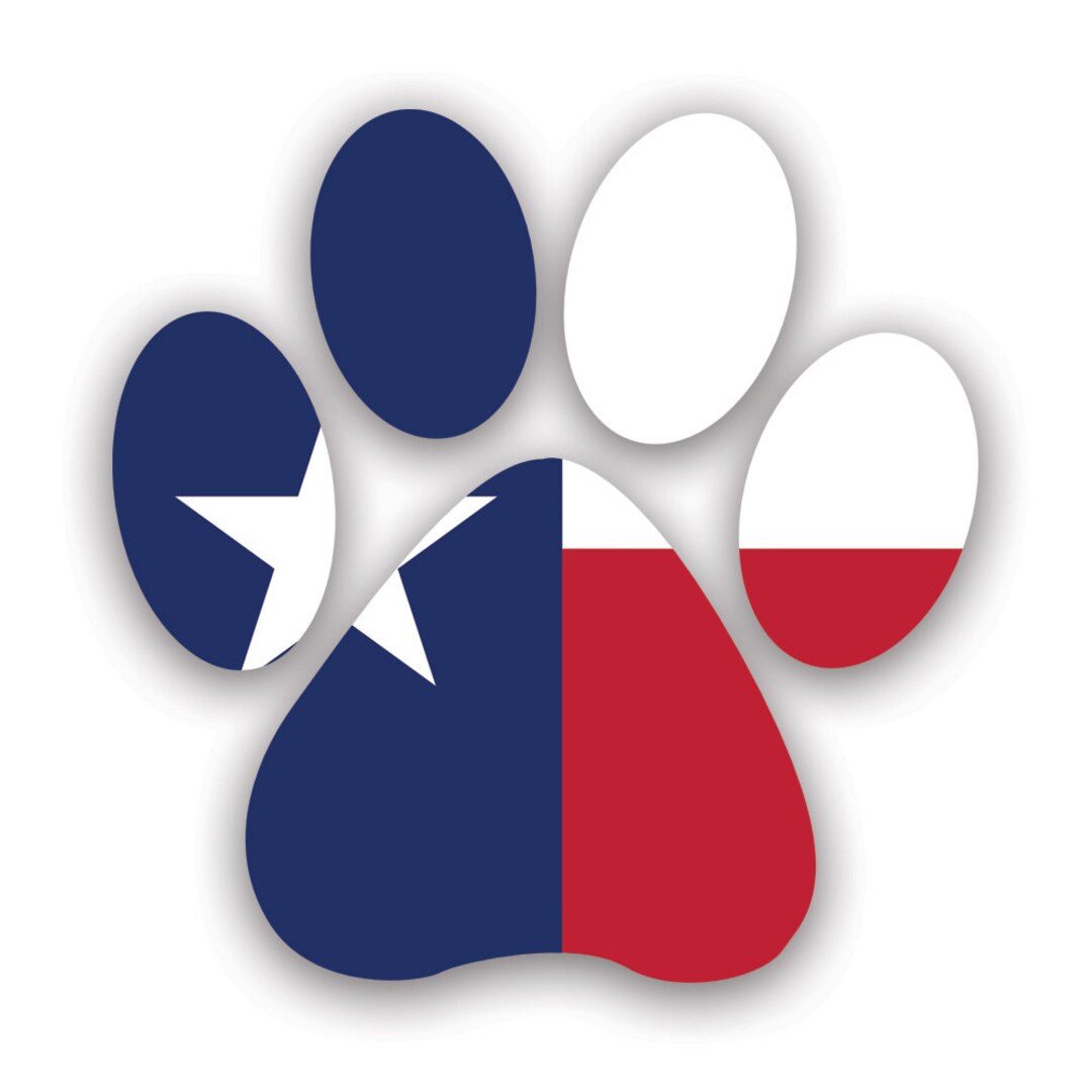 Texas State Paw Print Shaped Sticker Decal American Made UV Protected ...