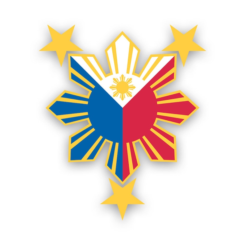 Filipino Pride Star Sun Sticker - Decal - American Made - UV Protected ...