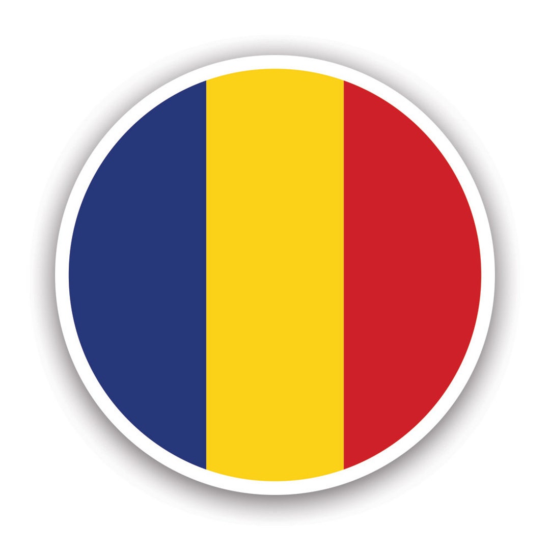 Round Romanian Flag Sticker Decal American Made UV Protected Romania ...