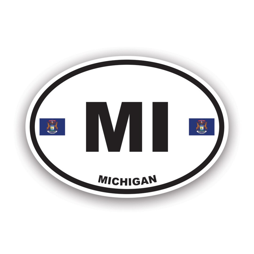 Michigan Flag Oval Sticker - Decal - American Made - UV Protected Mi ...