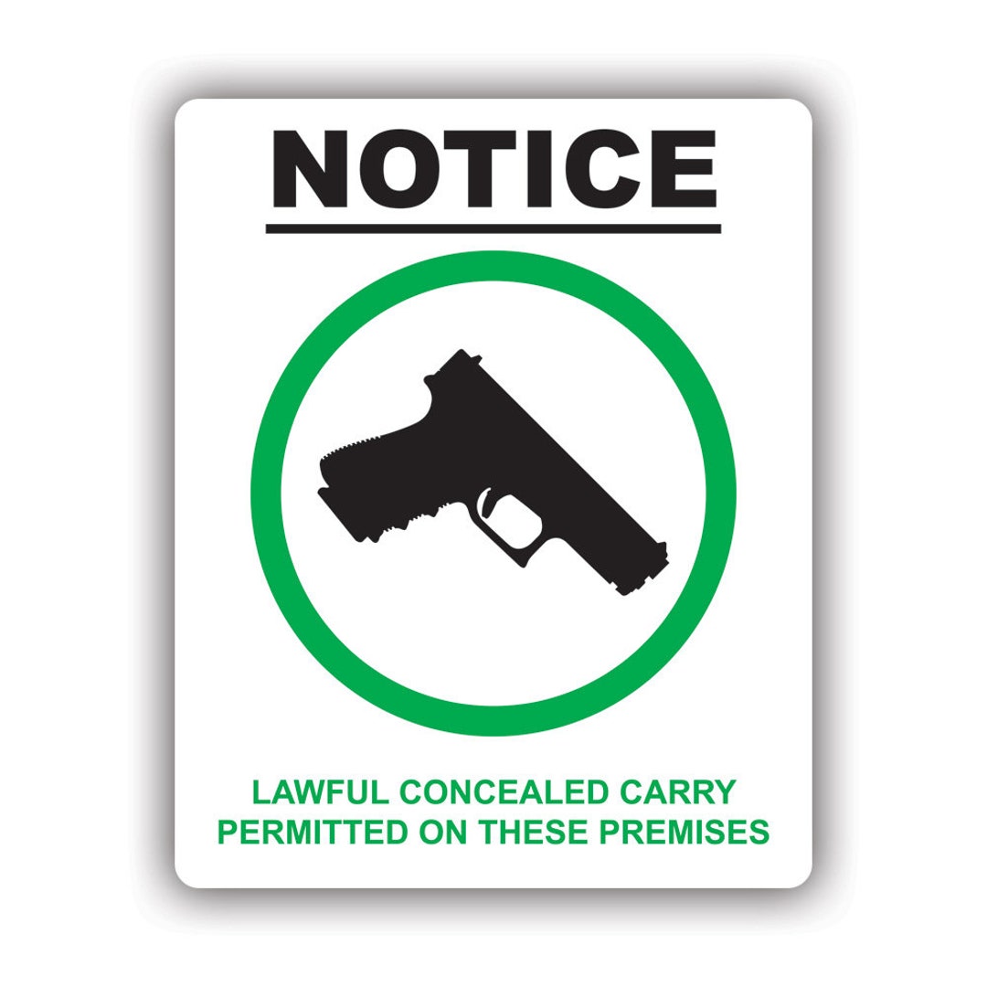 Notice Lawful Concealed Carry Permitted on the Premises Sticker - Decal ...
