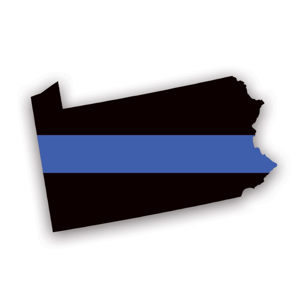 Pennsylvania State Shaped the Thin Blue Line Sticker - Decal - American ...