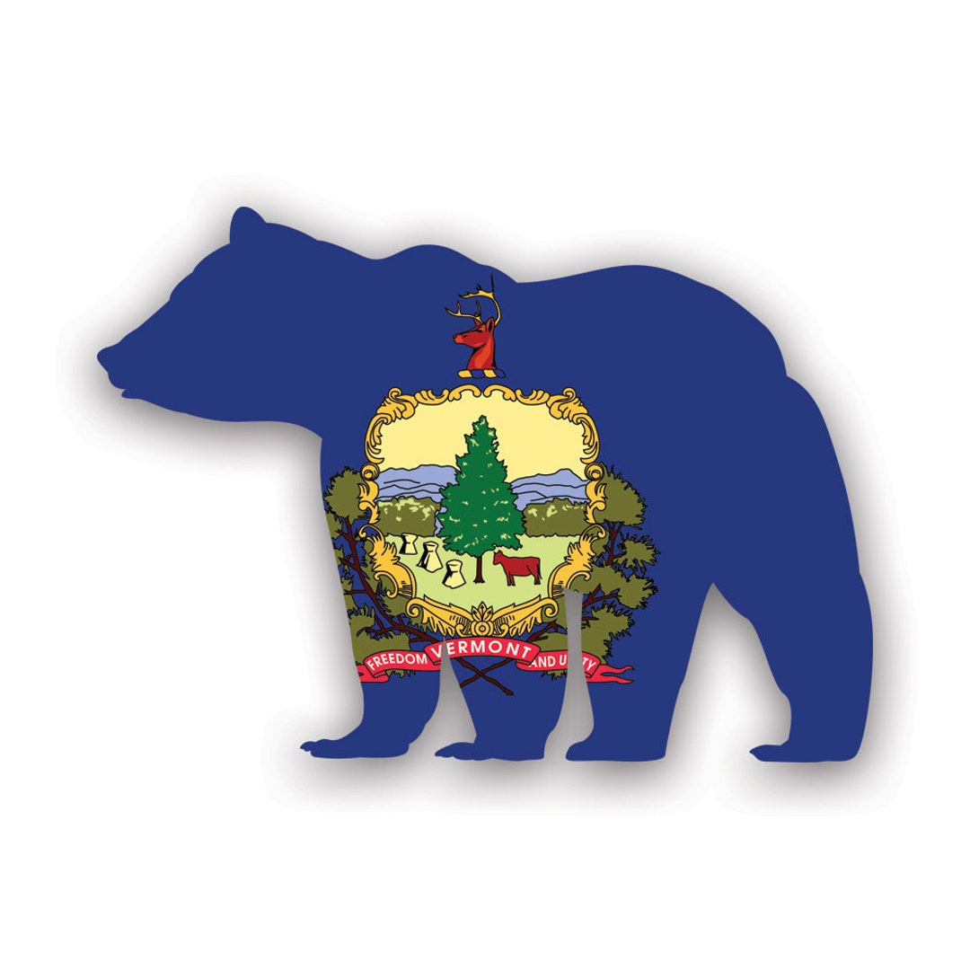 Vermont Bear Flag Sticker - Decal - American Made - UV Protected ...
