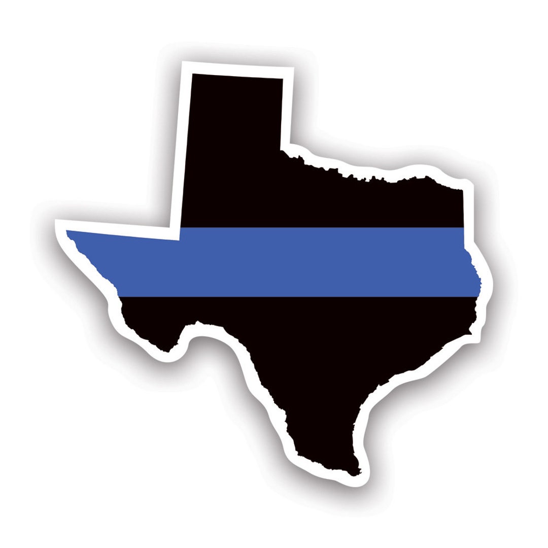 Texas State Shaped the Thin Blue Line Sticker - Decal - American Made ...