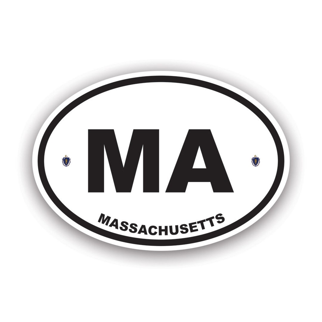 Massachusetts Flag Oval Sticker - Decal - American Made - UV Protected ...