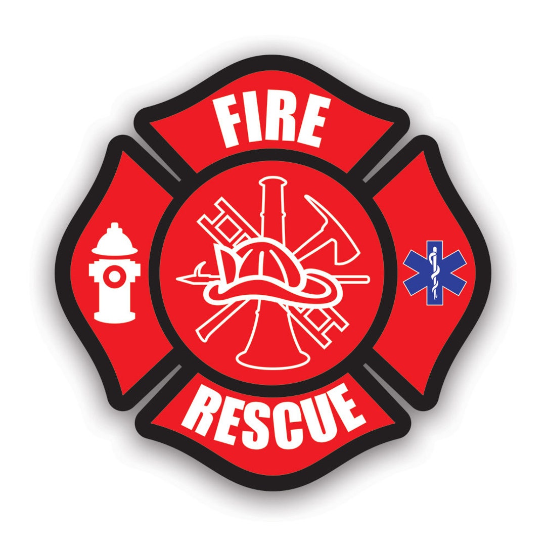 Fire Rescue Maltese Cross Sticker - Decal - American Made - UV ...
