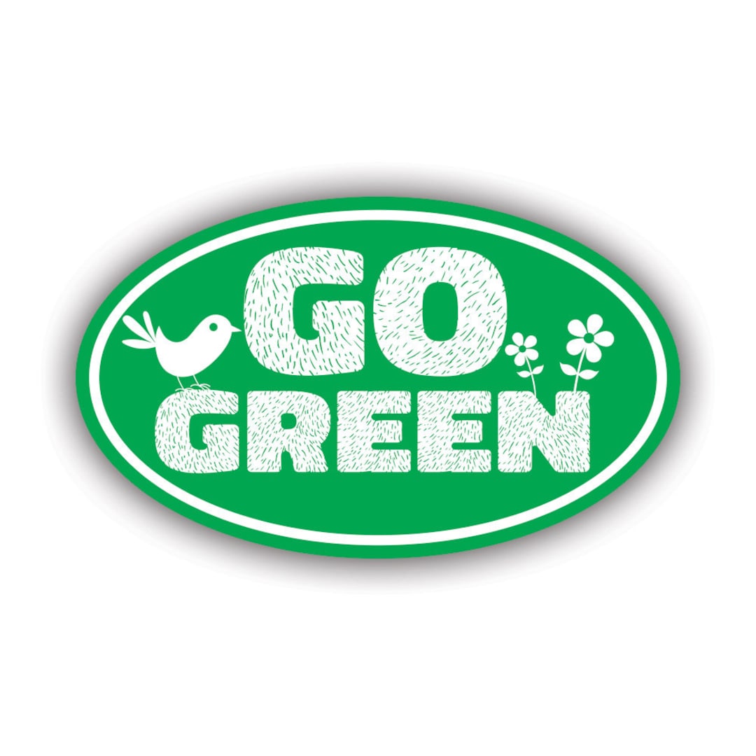 Oval Go Green Sticker Decal American Made UV Protected Birds Flowers ...