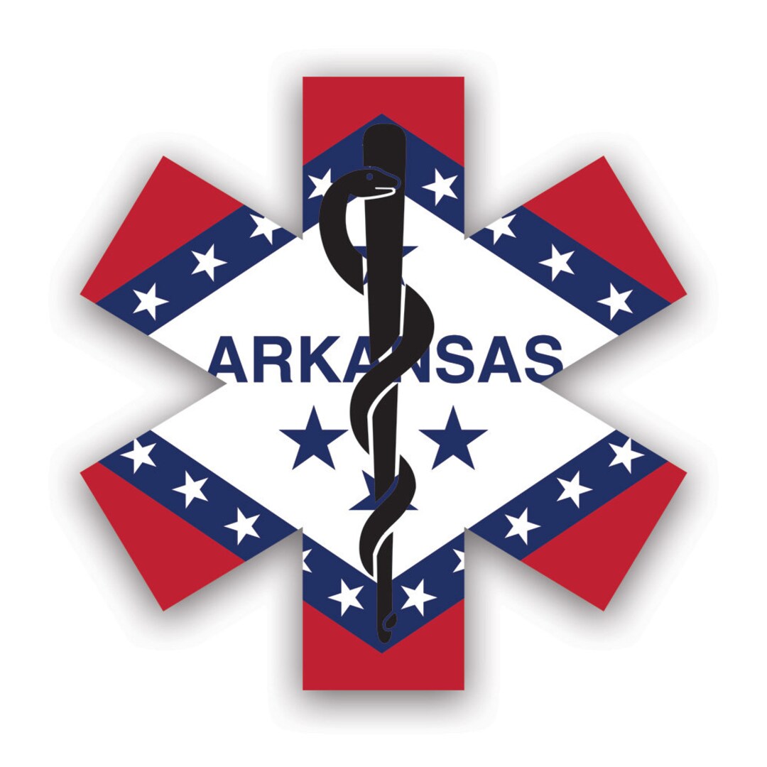 Arkansas Star of Life Flag Sticker Decal American Made UV Protected Ems ...