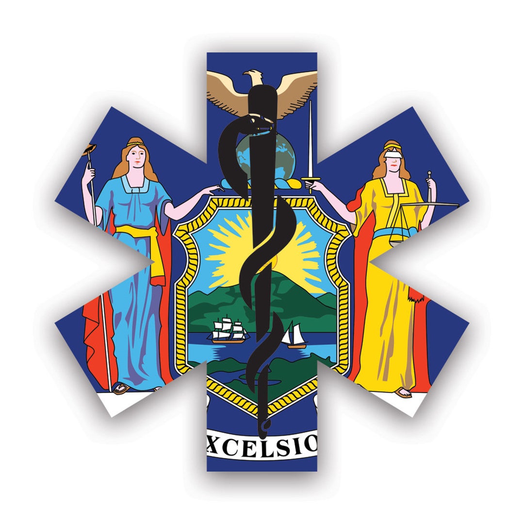 New York Star of Life Flag Sticker - Decal - American Made - UV ...