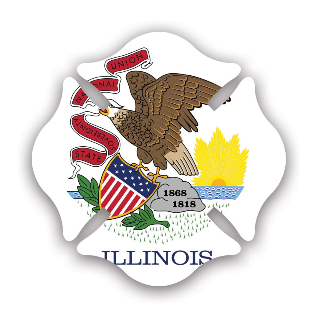 Illinois State Maltese Cross Shaped Sticker - Decal - American Made ...