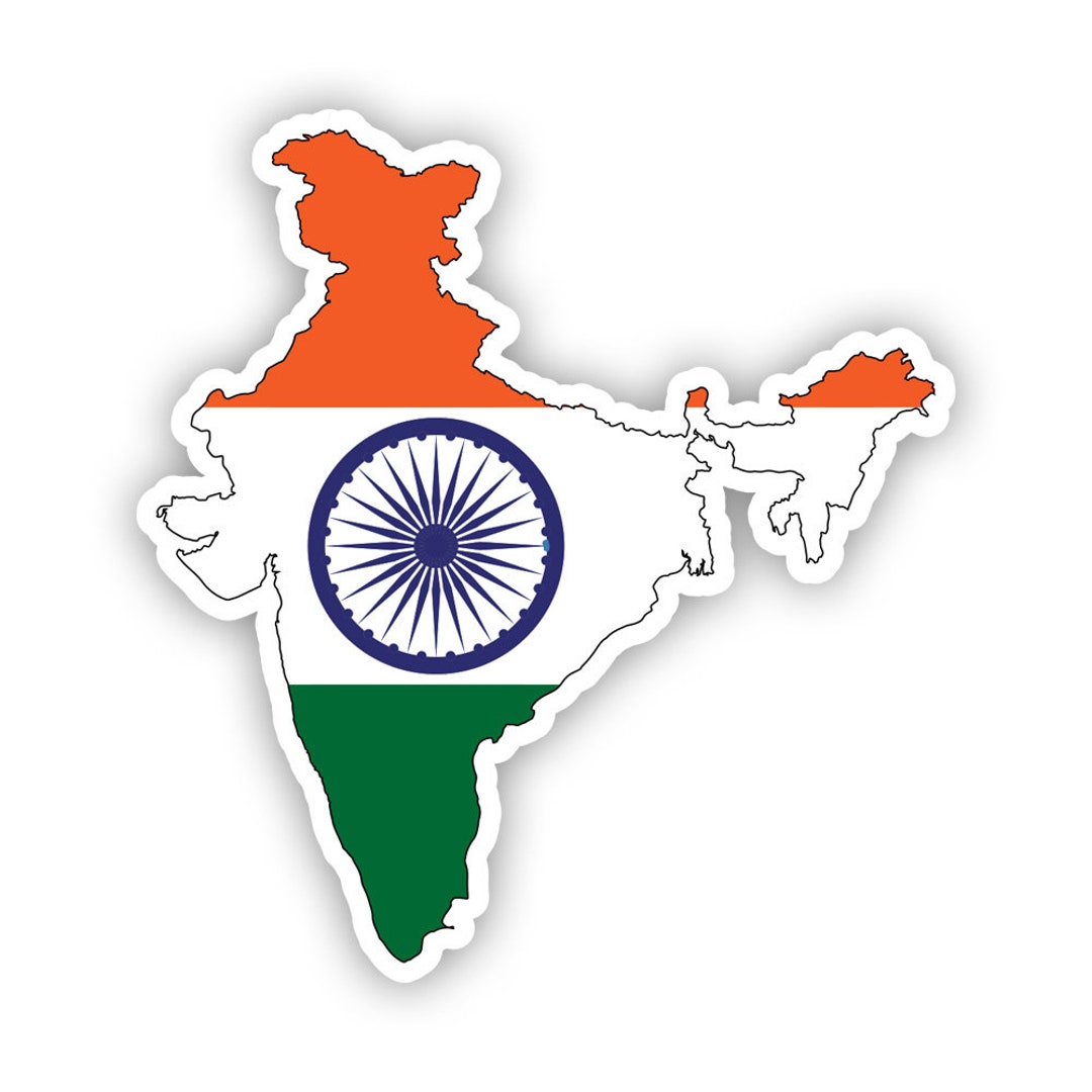 Indian Shaped India Flag Sticker - Decal - American Made - UV Protected ...