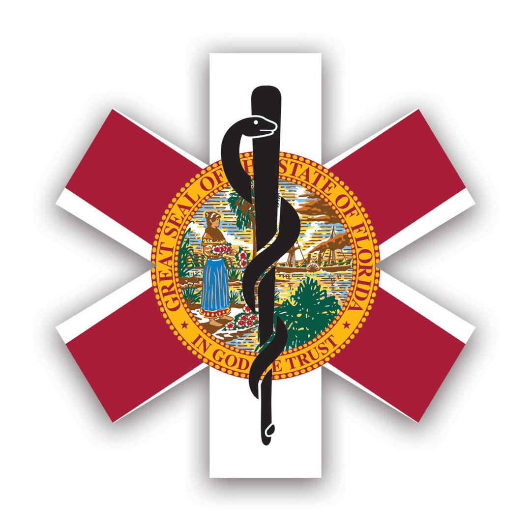 Florida Star of Life Flag Sticker - Decal - American Made - UV ...