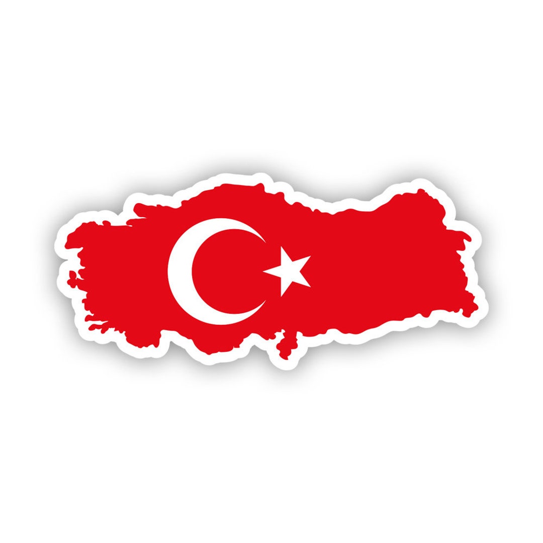 Turkish Shaped Turkey Flag Sticker Decal American Made UV Protected ...