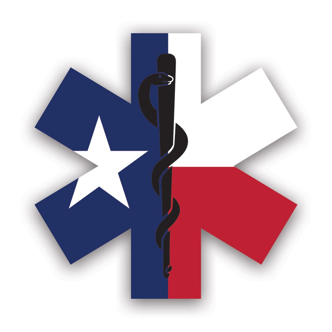 Texas Star of Life Flag Sticker Decal American Made UV Protected Ems ...