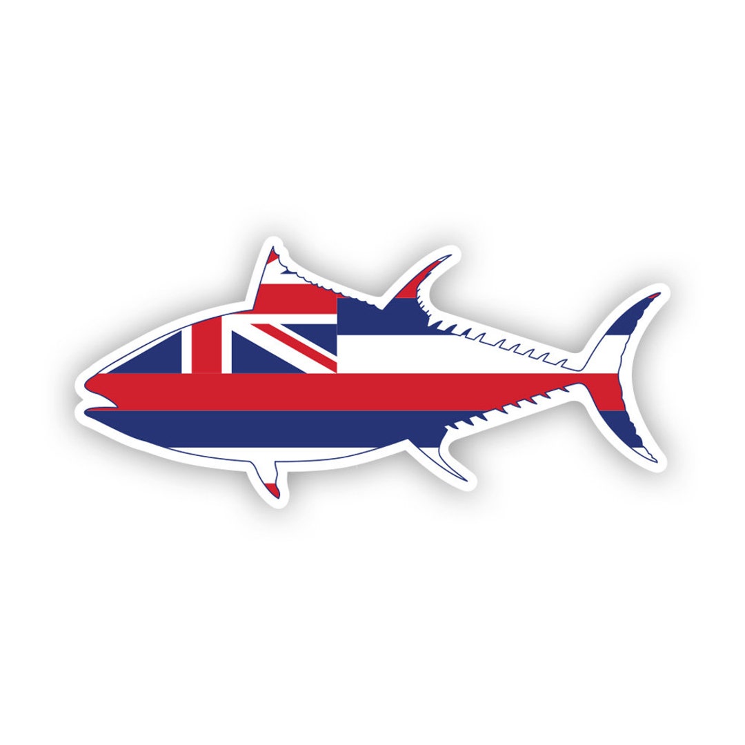 Hawaii Tuna Flag Sticker Decal American Made UV Protected Bluefin ...