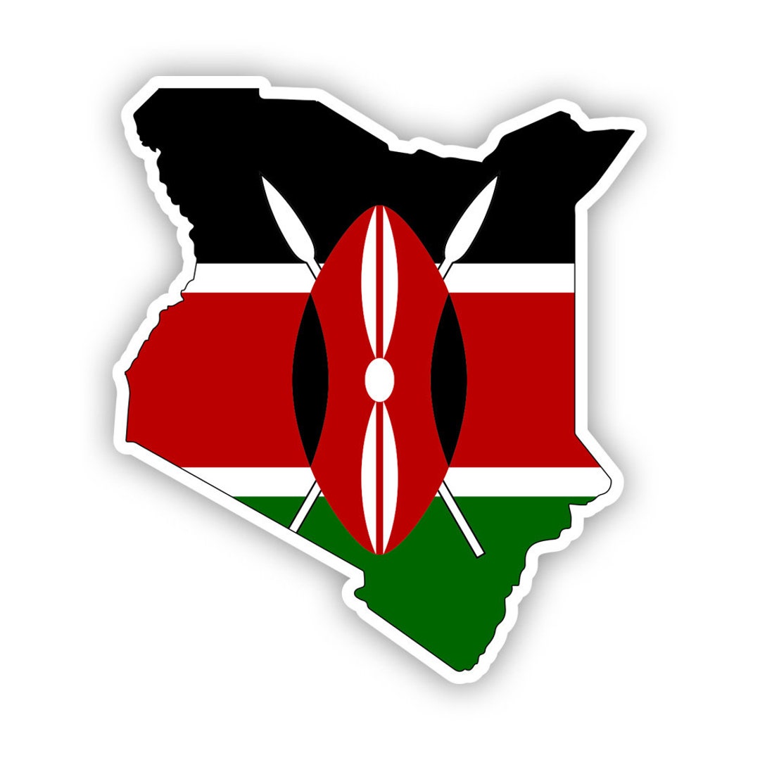 Kenyan Shaped Kenya Flag Sticker Decal American Made UV Protected ...