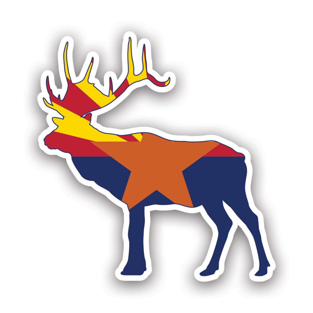 Arizona Deer Shaped Flag Sticker Decal American Made UV Protected V2 Az ...