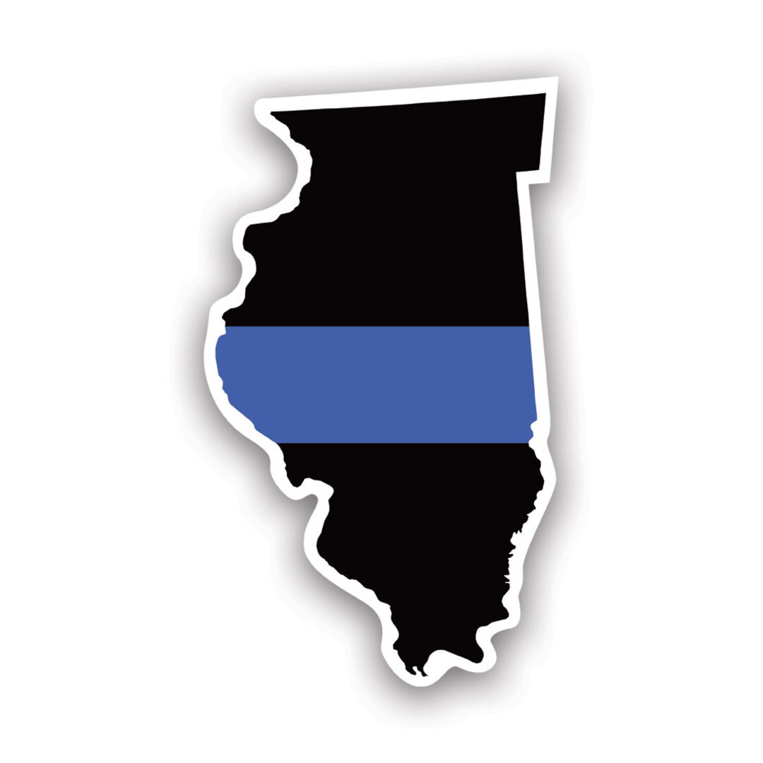 Illinois State Shaped the Thin Blue Line Sticker Decal American Made UV ...