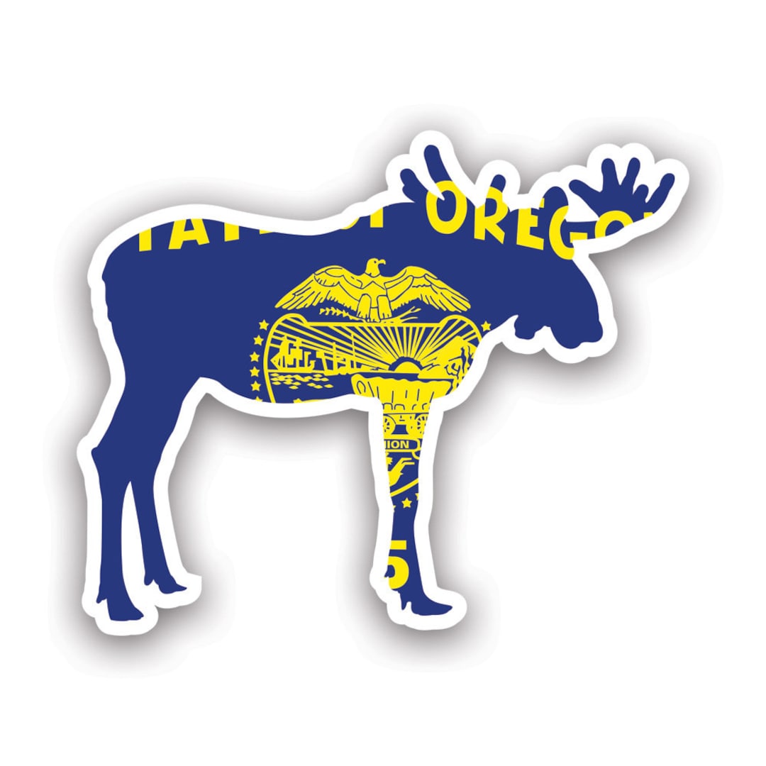 Oregon Moose Shaped Flag Sticker - Decal - American Made - UV Protected ...