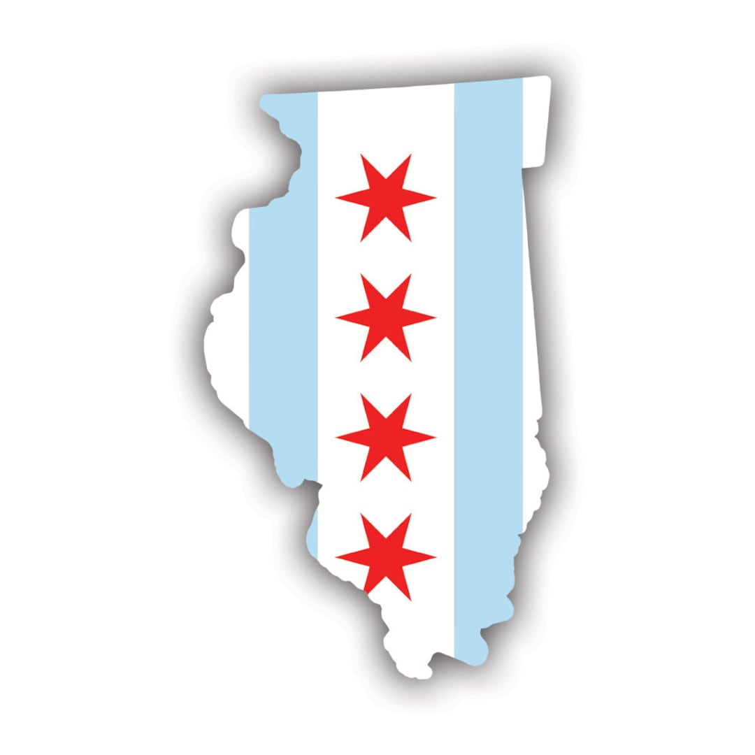 Illinois Shaped Chicago Flag Sticker - Decal - American Made - UV ...