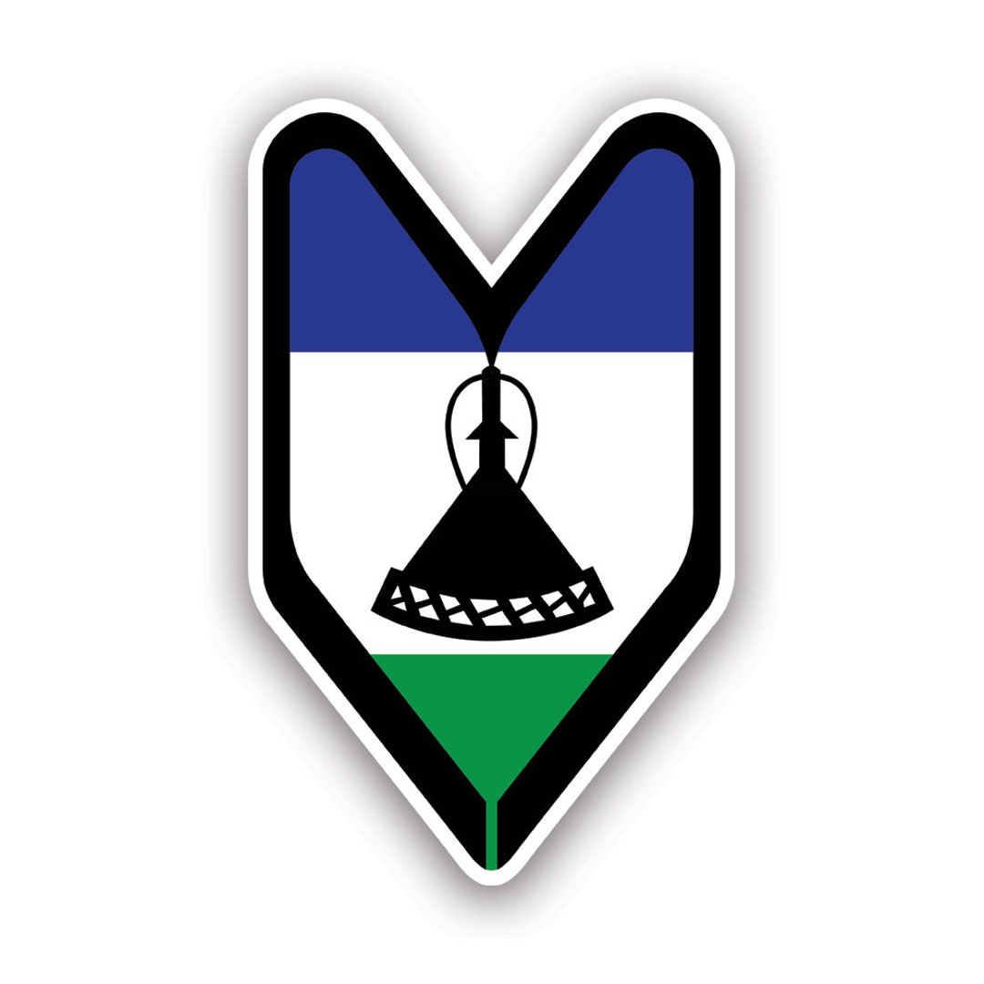Lesotho Driver Badge Sticker Decal American Made UV Protected Wakaba ...