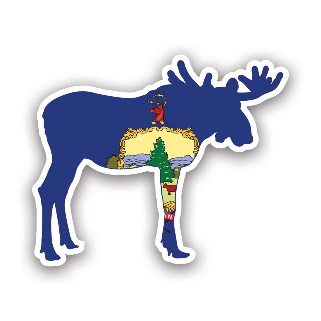 Vermont Moose Shaped Flag Sticker - Decal - American Made - UV ...